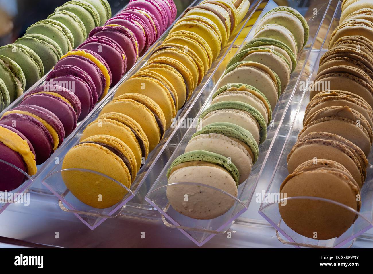 Macaron Colourful Pastries, Biscuits macaroon-type flavoured with ...
