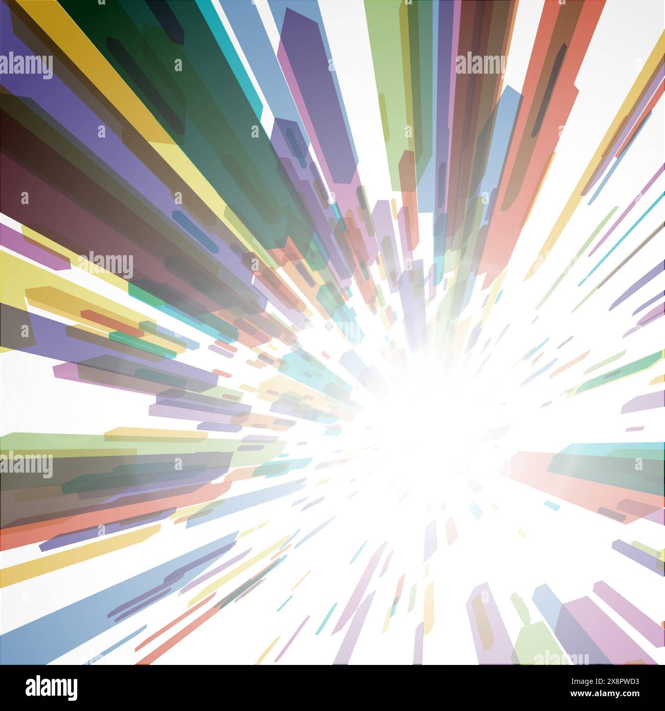 A vibrant explosion of colors spreads outwards with dynamic energy ...