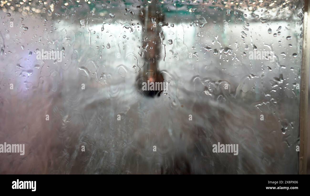 Close up of transparent container being filled with water. Media ...