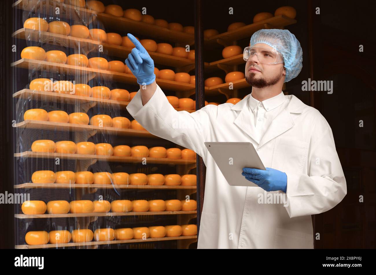 Food quality control specialist examining products in supermarket Stock ...
