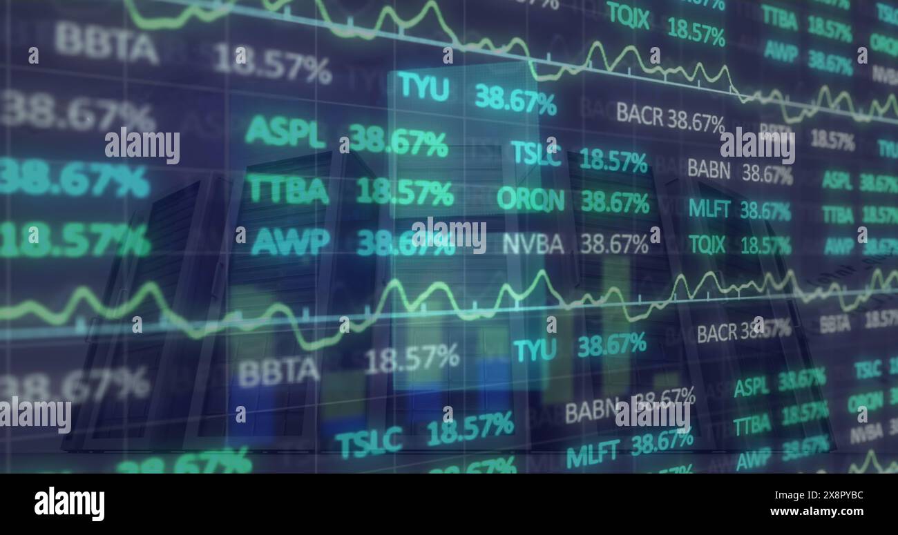 Image of financial data processing over grid Stock Photo - Alamy