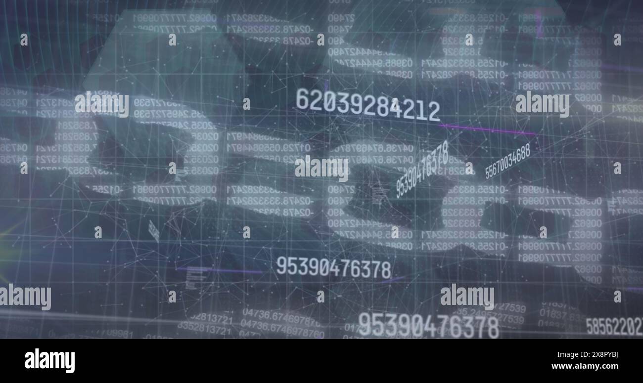 Image of digital data processing over chains Stock Photo - Alamy