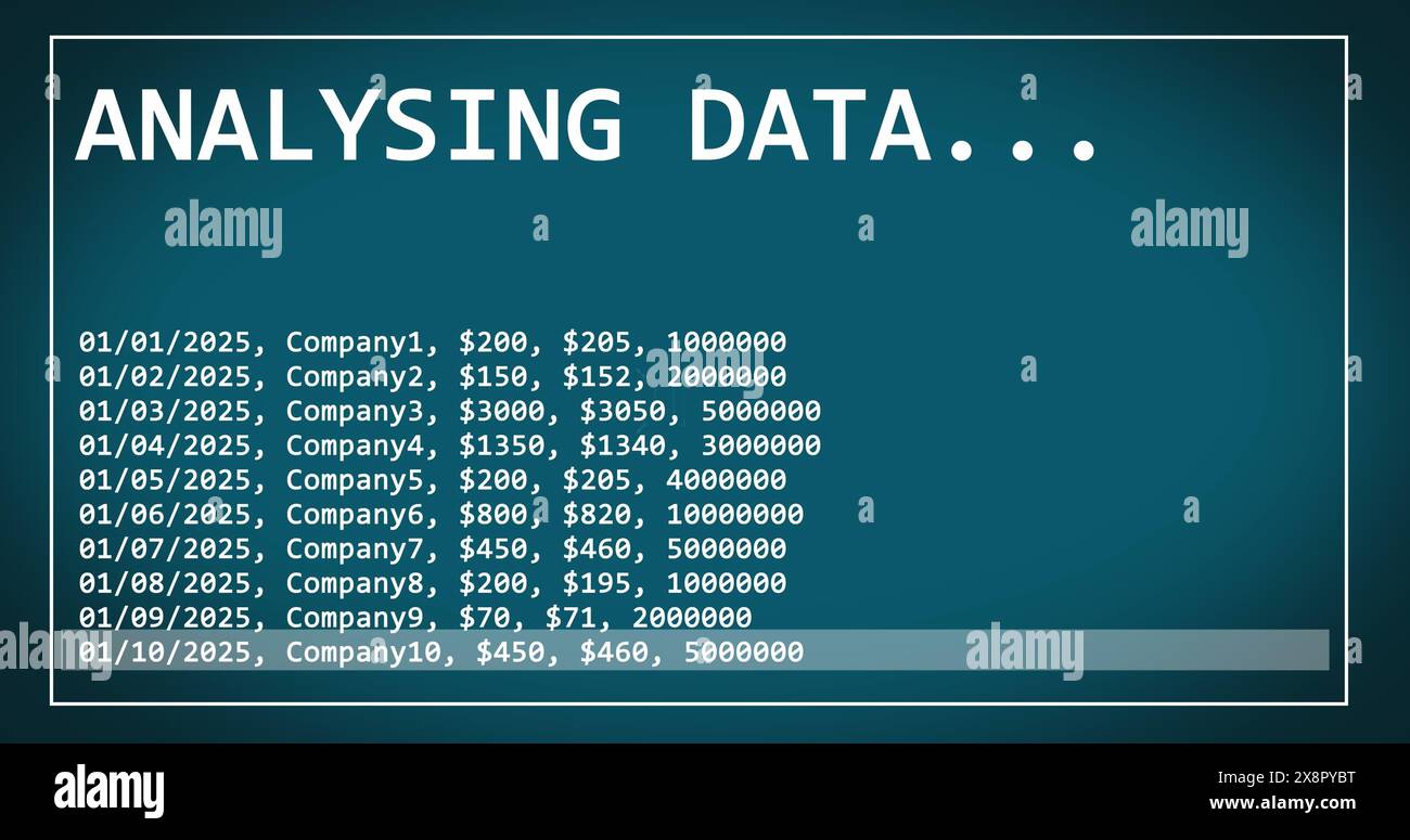 Image of data processing over blue background Stock Photo - Alamy