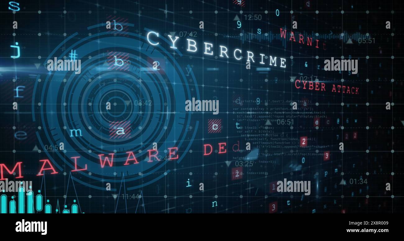 Image of digital round scanner against cyber security data processing ...