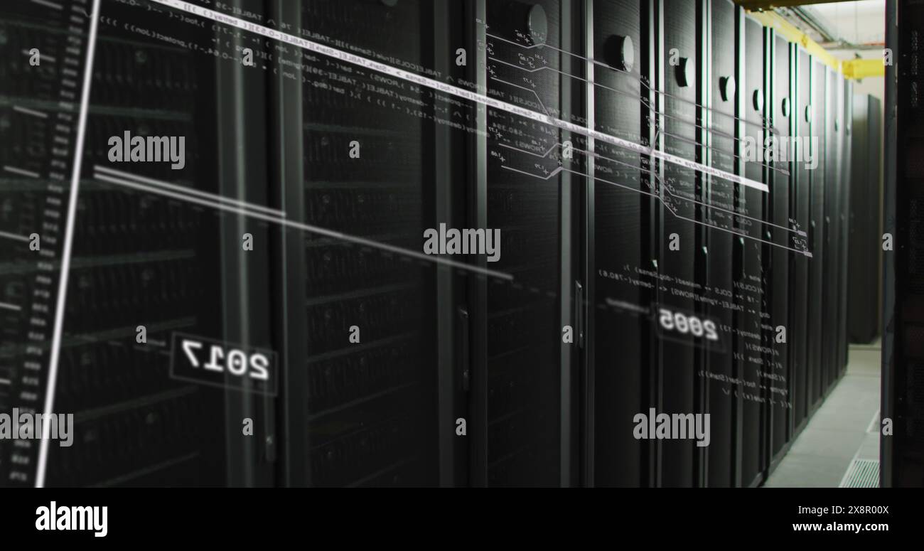 Image of screens with programming language and numbers moving over data ... Image of screens with programming language and numbers moving over data ...