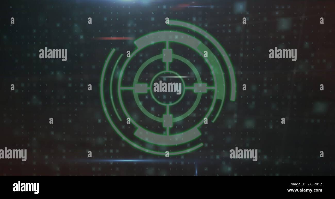 Image of round scanner over cyber security data processing against ...