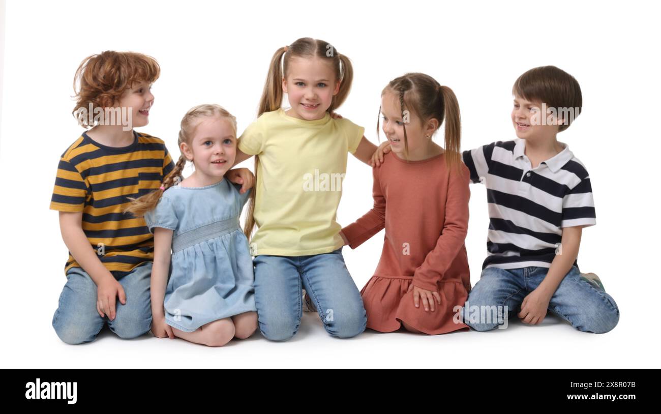 Group of cute children on white background Stock Photo - Alamy