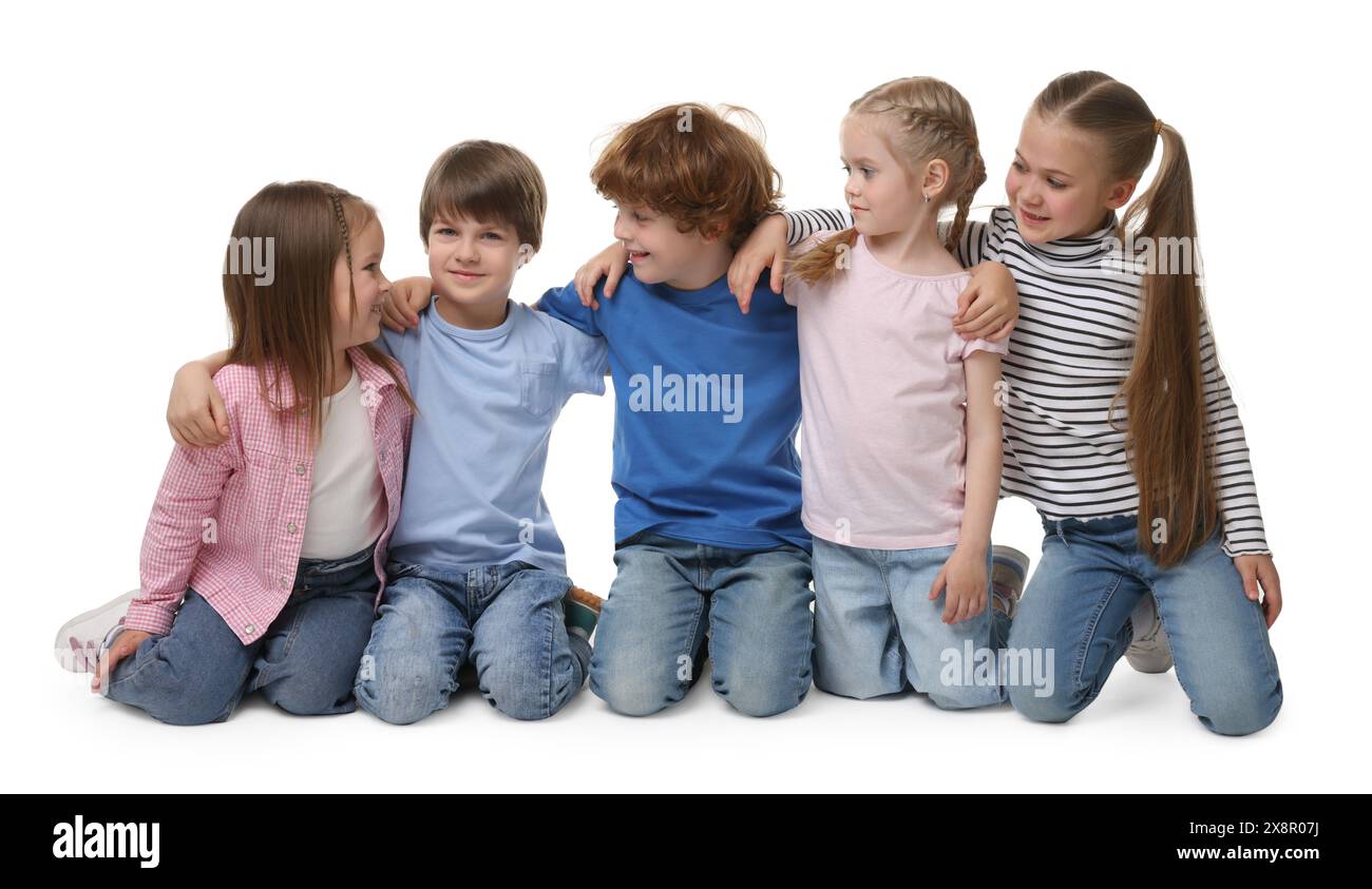 Group of cute children on white background Stock Photo - Alamy