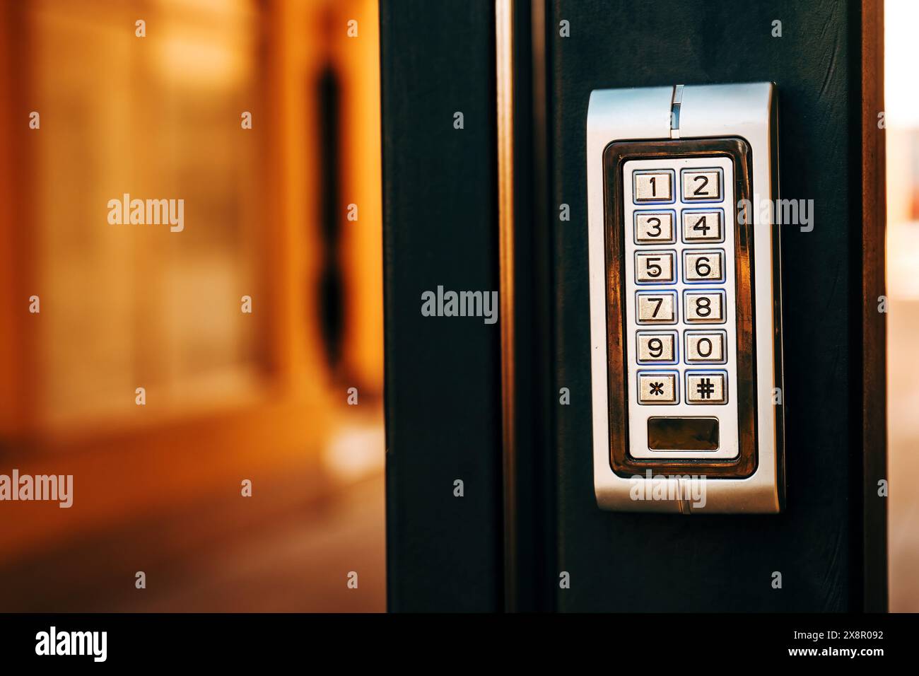 Residential building entrance keypad door lock, selective focus Stock ...