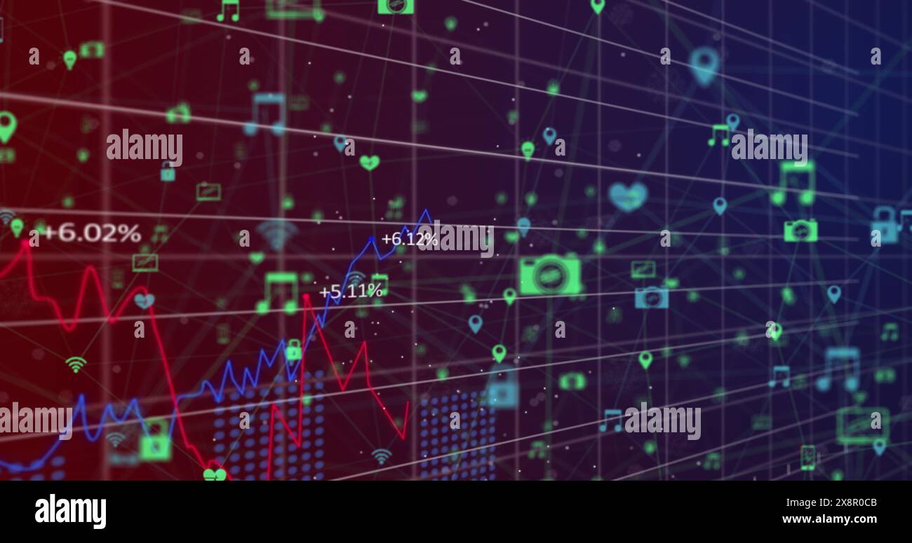 Image of multiple graphs with changing numbers over connected icons ...