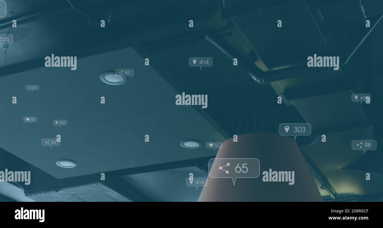 Image of changing numbers and icon in notification bars over low angle ...