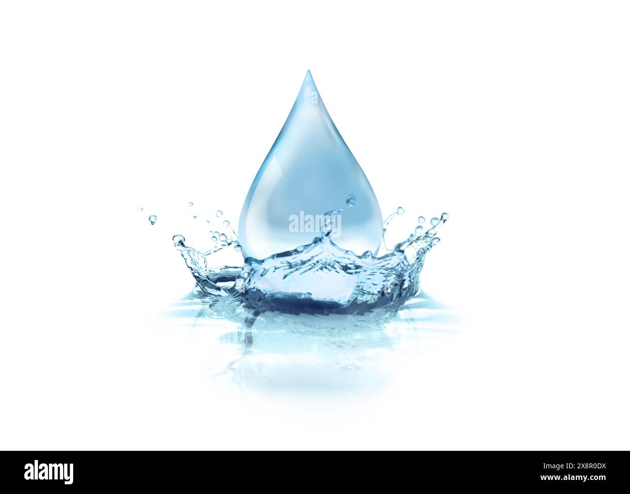 Water drop falling into water on white background Stock Photo - Alamy