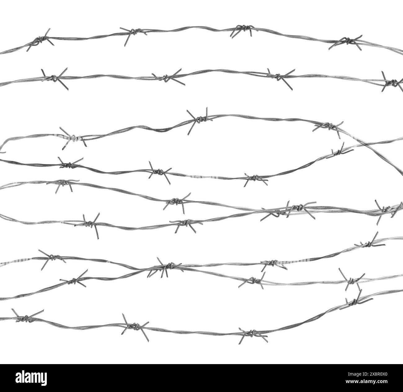Double twist barbed wire isolated on white, set Stock Photo - Alamy