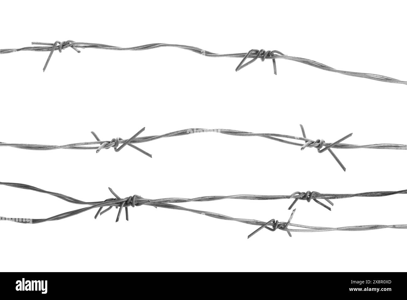 Double twist barbed wire isolated on white, set Stock Photo - Alamy