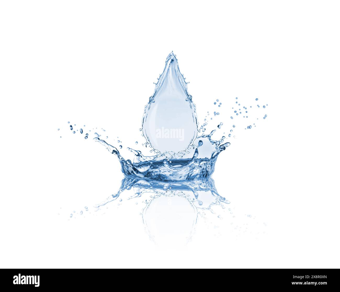 Water drop falling into water on white background Stock Photo - Alamy