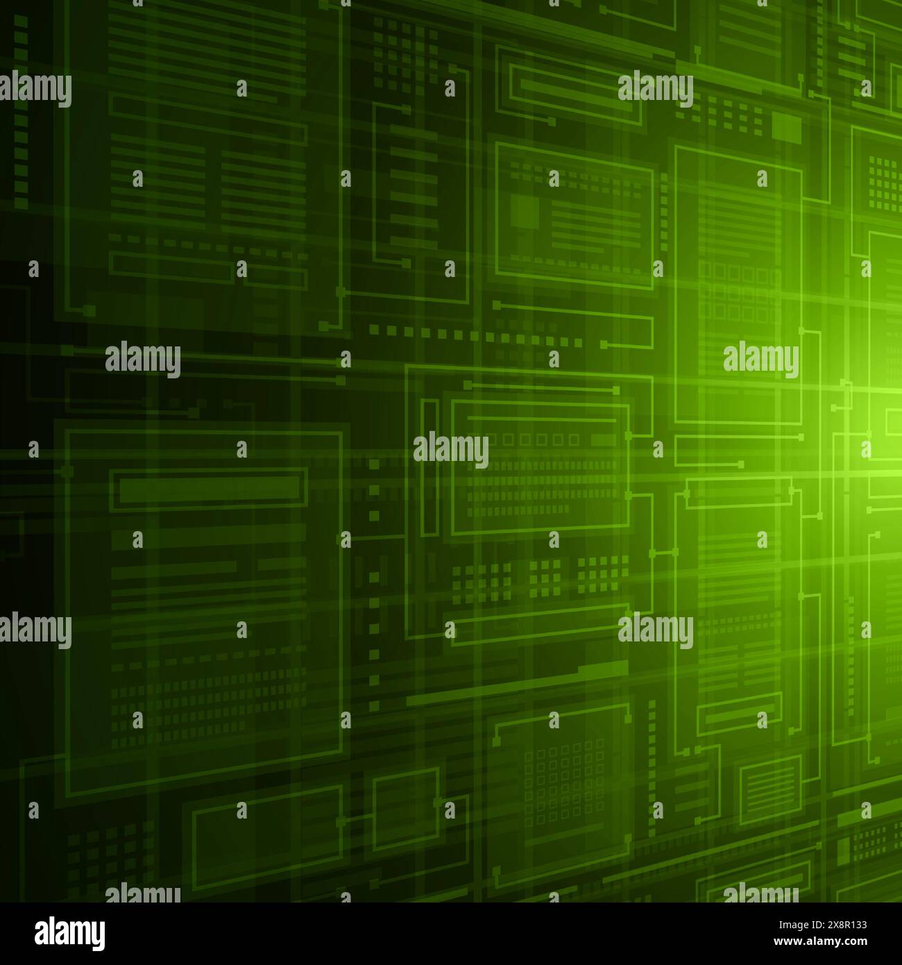 A close-up view of a circuit-like digital pattern in varying shades of ...