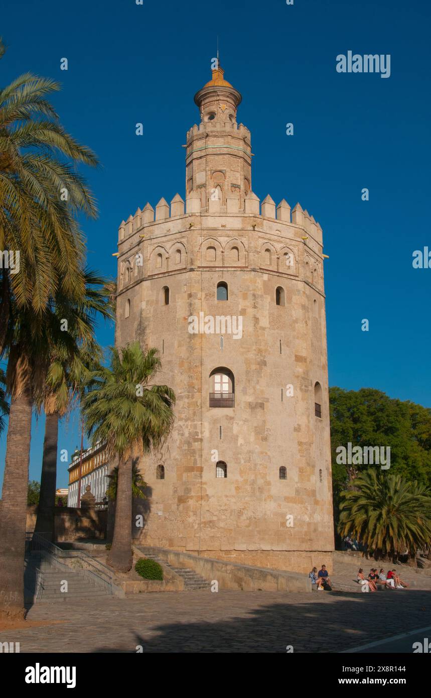 Spain: The 13th century Torre del Oro (Tower of Gold) situated on the ...