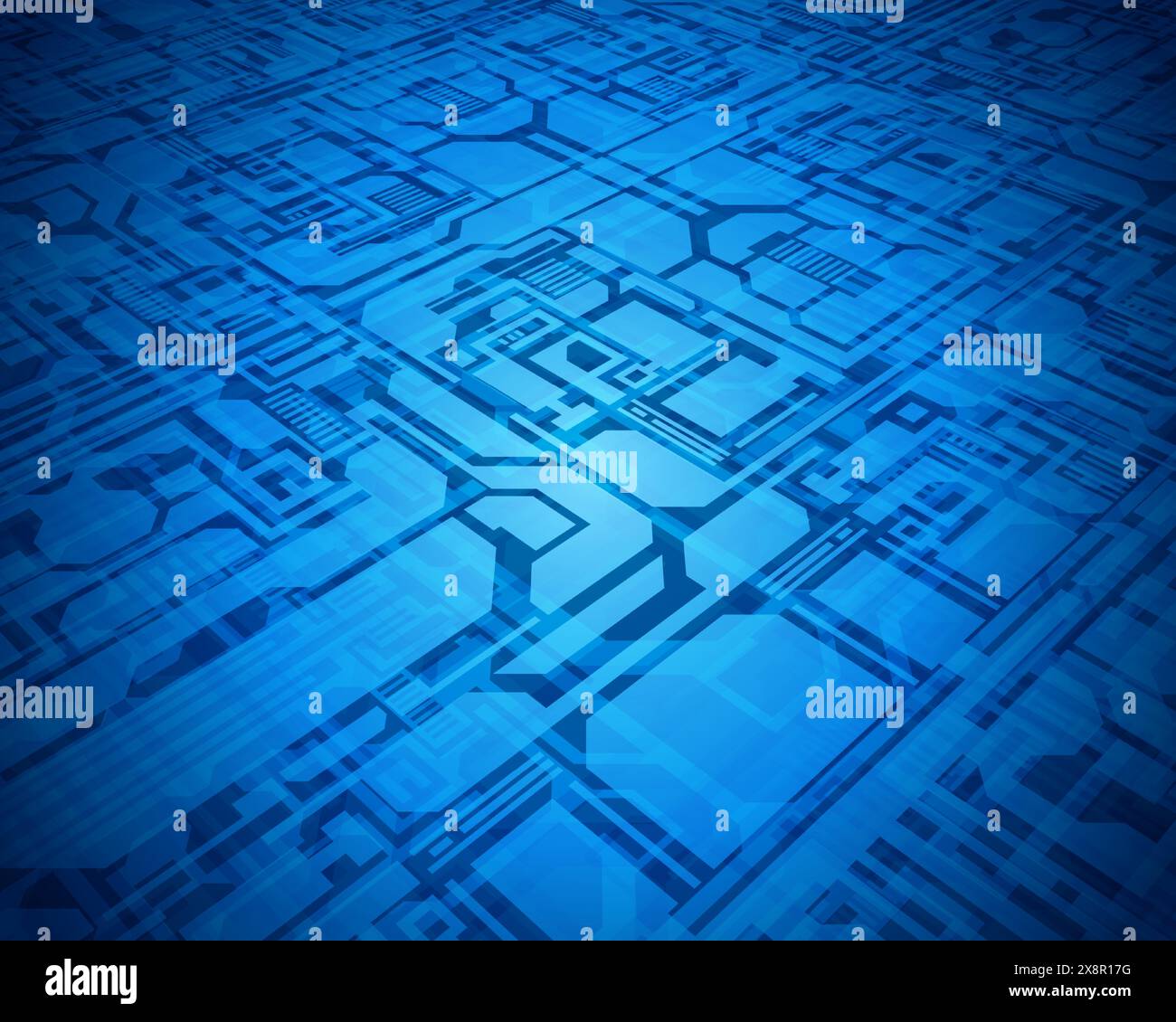 A close-up view of a circuit-like digital pattern in varying shades of ...