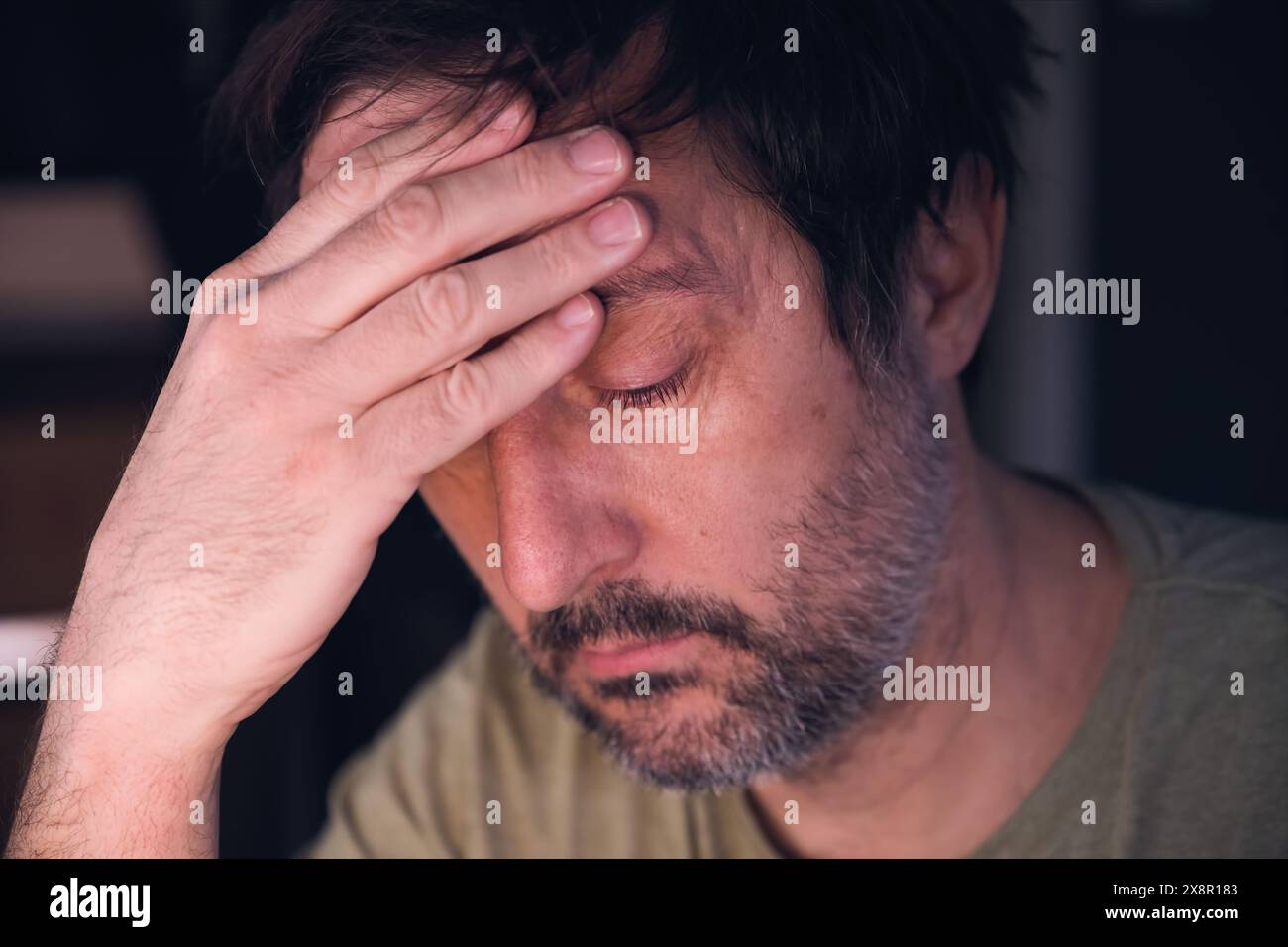 Rethinking concept, man thinking again about a plan or idea in order to ...