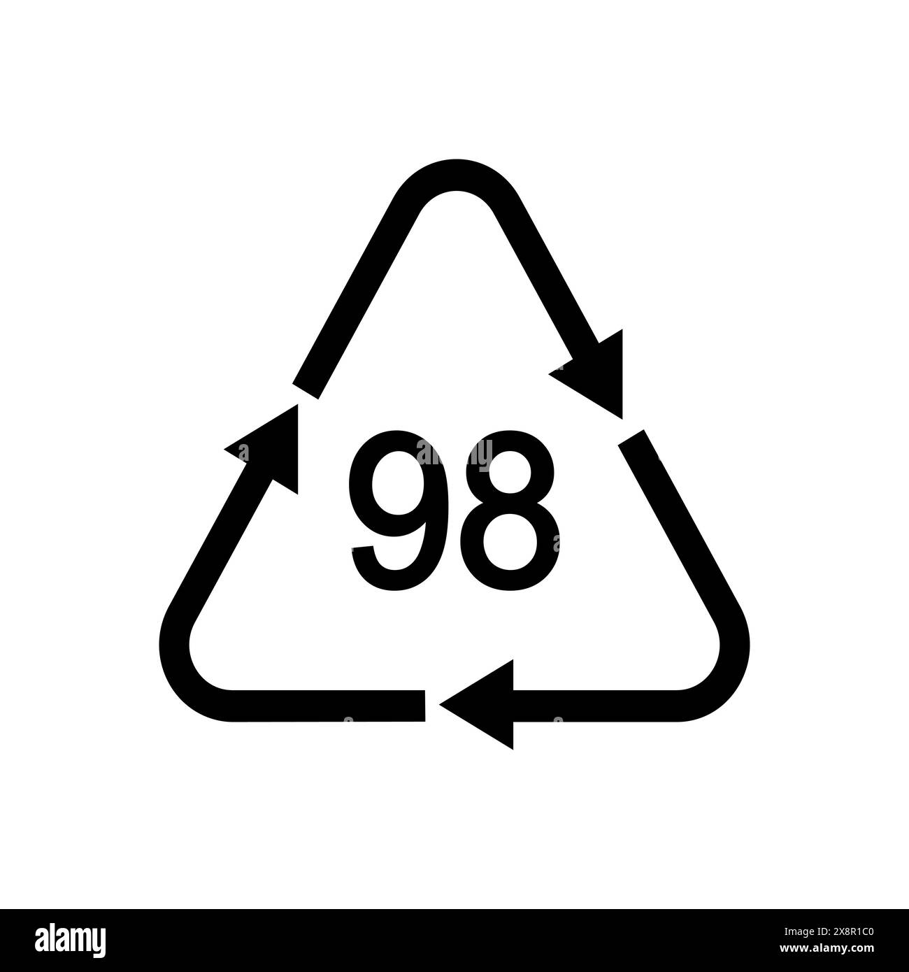 Glass and miscellaneous metals recycling sign. Number 98 in triangular ...
