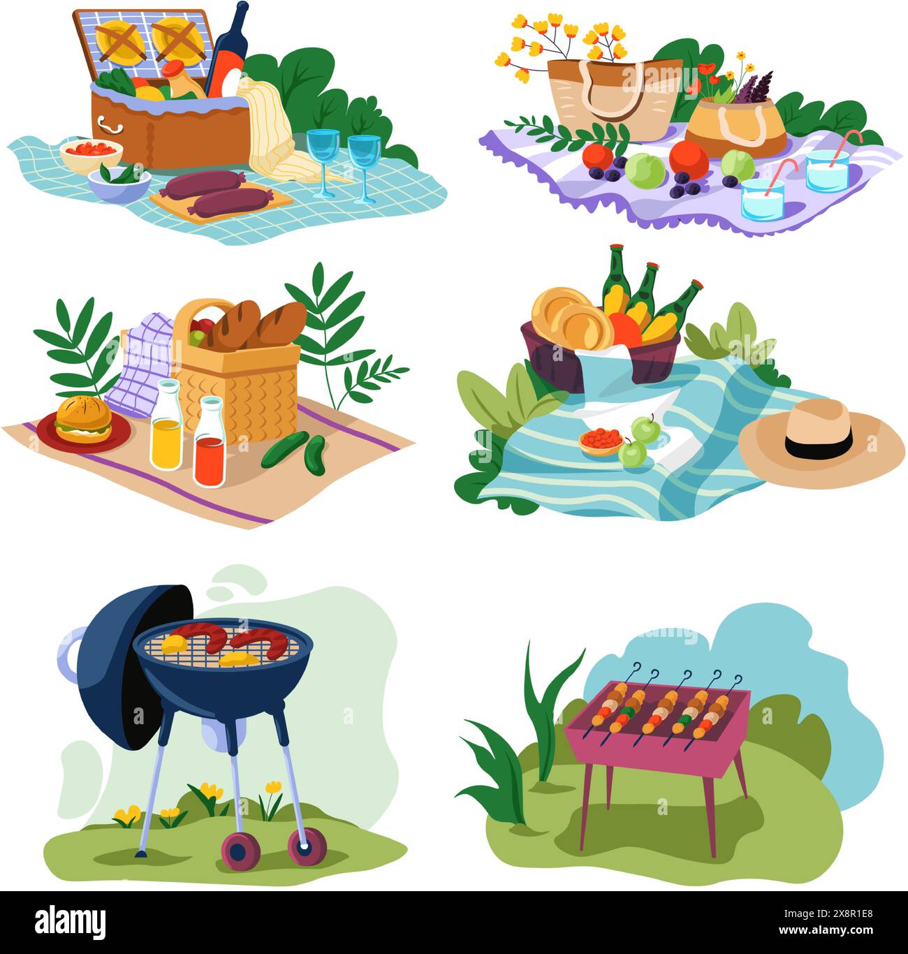 Picnic and Barbecue Scenes Collection Stock Vector Image & Art - Alamy