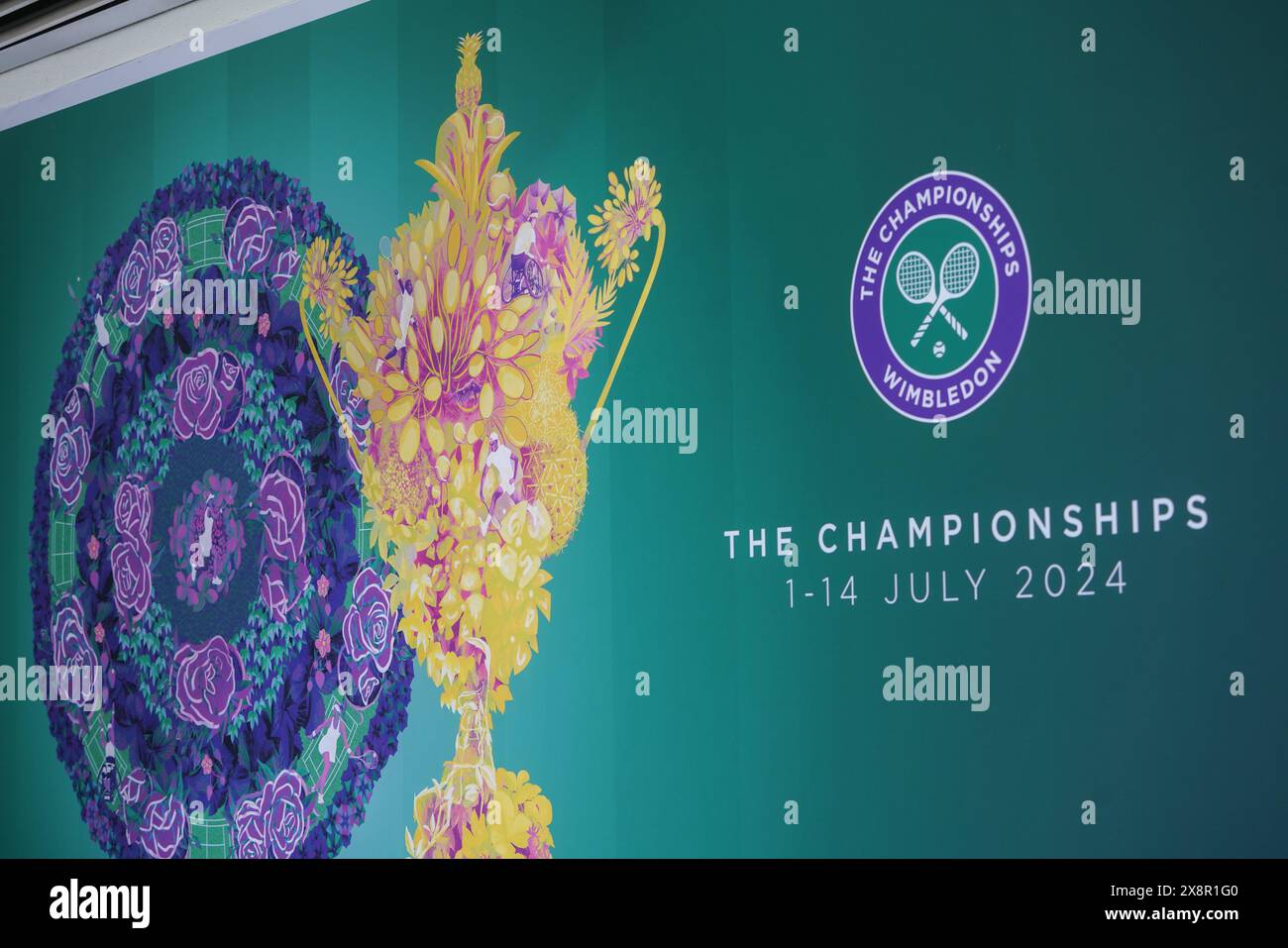 Wimbledon London, UK. 27 May, 2024. A floral design of The Wimbledon ...