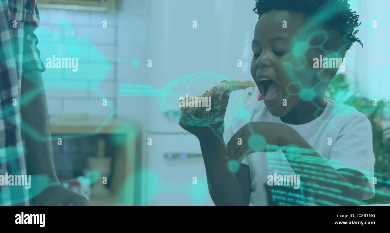 Image of brain, molecule structures, computer language, african ...