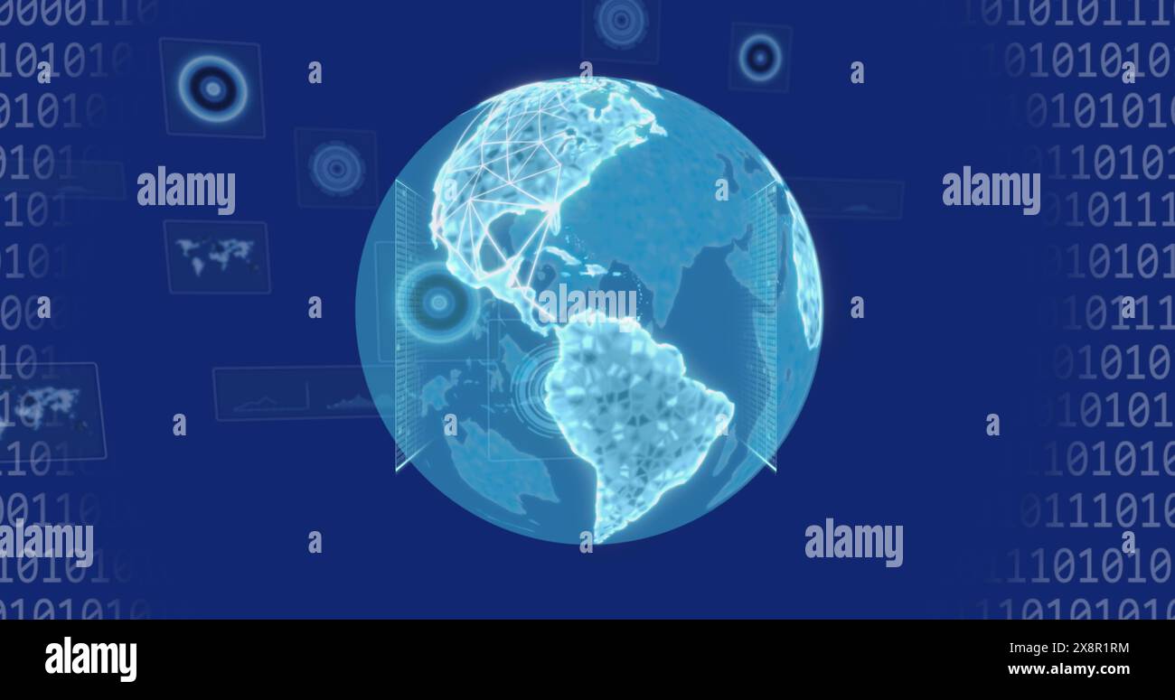 A glowing digital globe with interconnected lines represents global ...