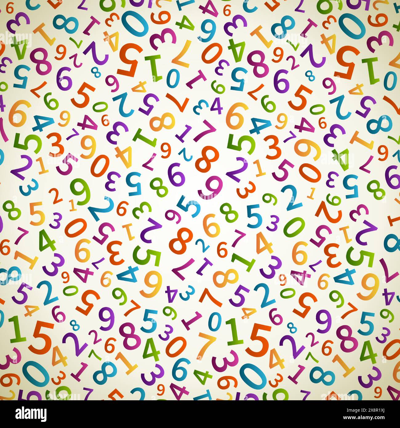 A multitude of vibrant, multicolored numbers scattered across a plain ...