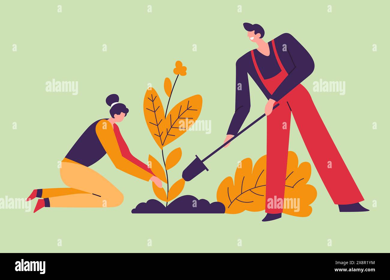 Gardening Together as a Team vector Stock Vector Image & Art - Alamy