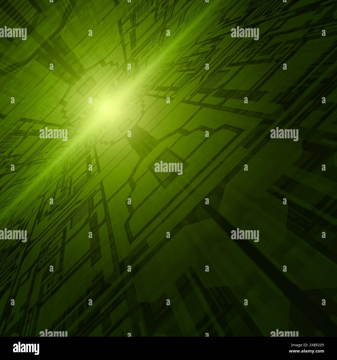 A vibrant green abstract design featuring a geometric pattern of ...