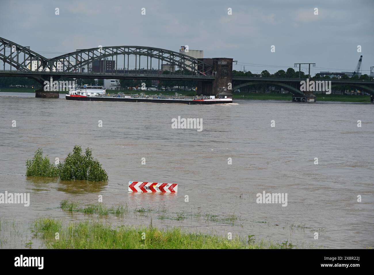 Cologne, Germany. 20th May, 2024. Flood in Cologne. South bridge and ...