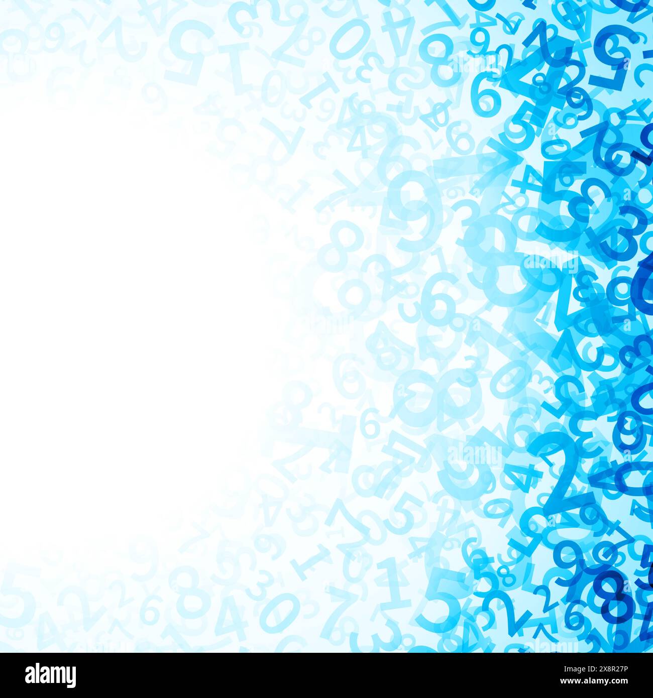 Bright blue abstract background featuring various numbers scattered ...