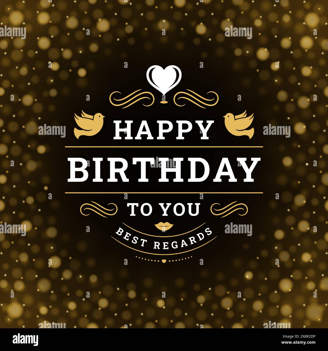 Birthday romantic golden sparkle vintage social media post design ...
