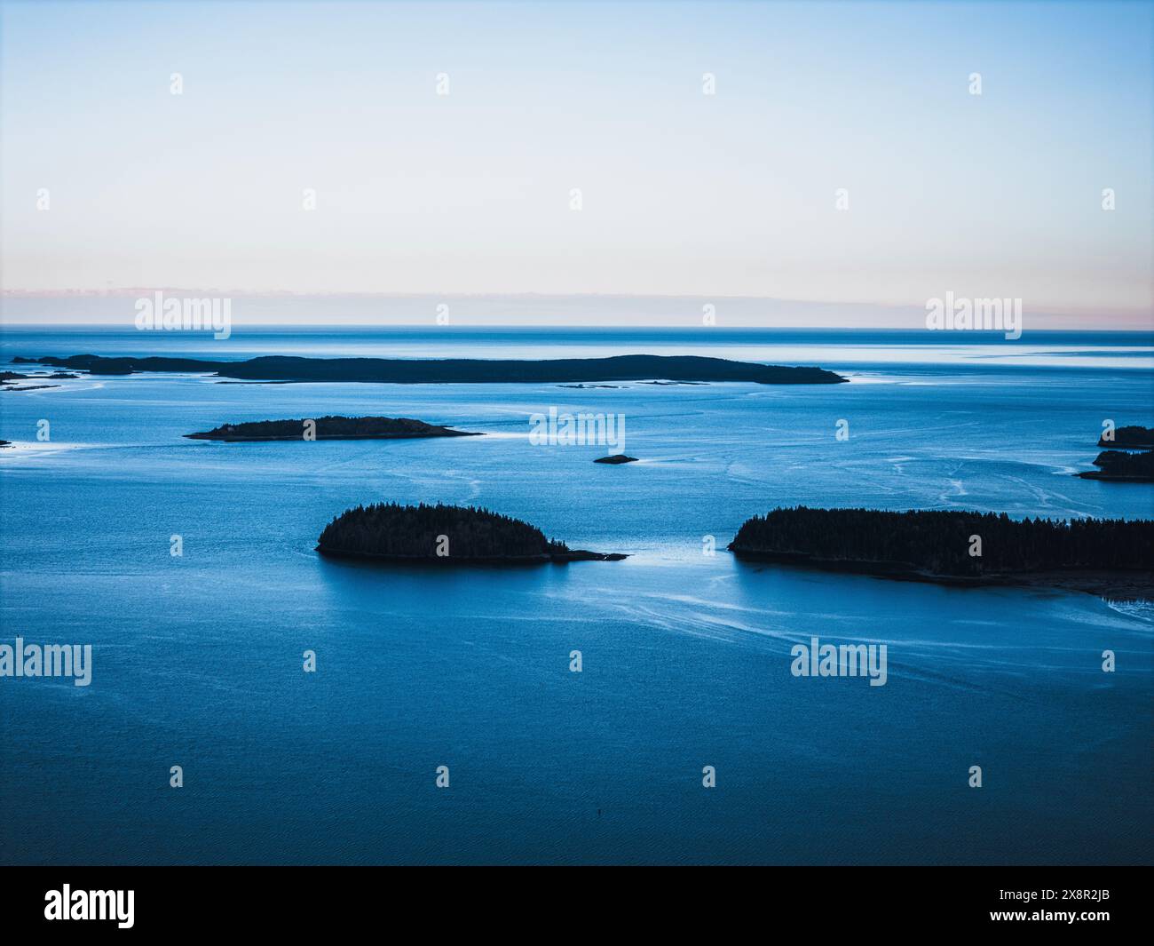 Aerial view of open Atlantic Ocean and Maine Islands Stock Photo - Alamy