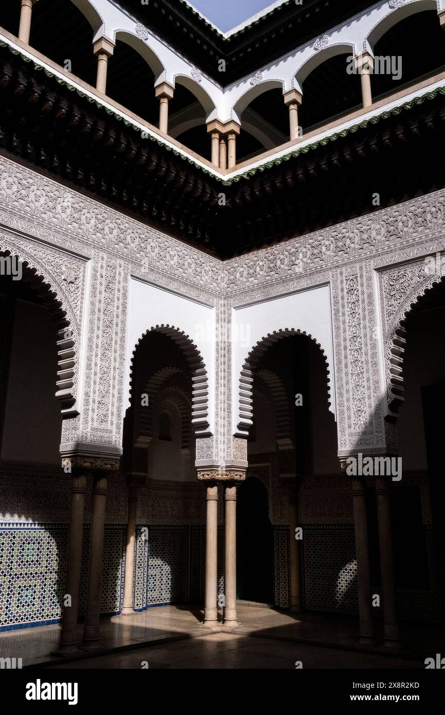 Photograph of the courtyard with arched columns in the Mahkama of Pacha ...