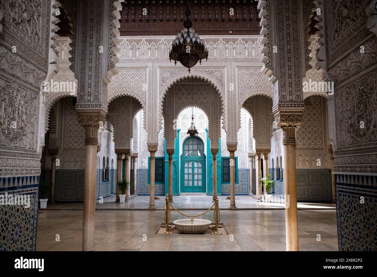 Photograph of a detailed view of the fountain in the Mahkama of Pacha ...
