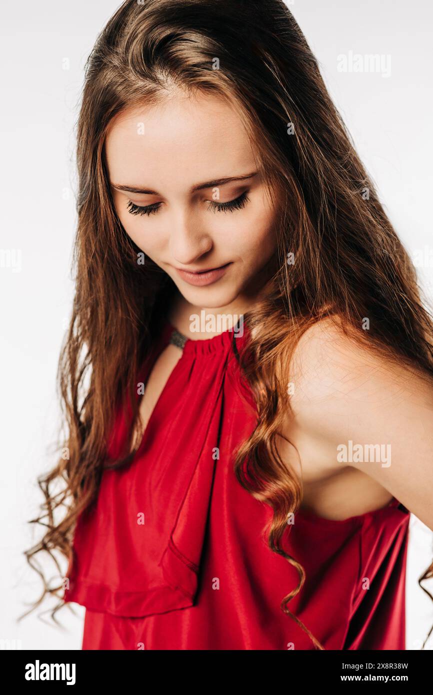 High key studio portrait of beautiful teenage girl Stock Photo - Alamy