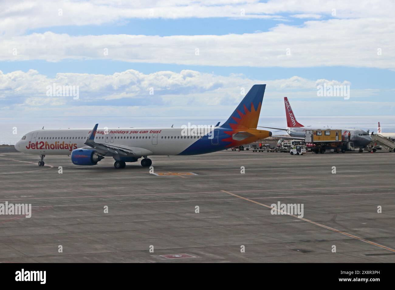 Jet2 Airbus A321 with Boeing 737 in background at Tenerife Airport ...