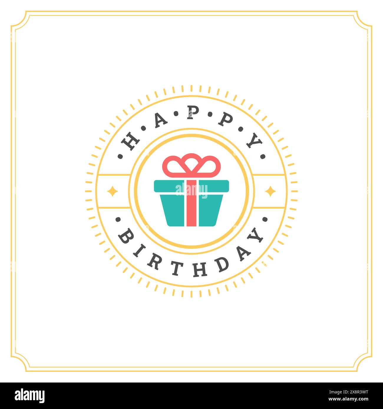 Happy birthday present gift box vintage greeting card typographic ...