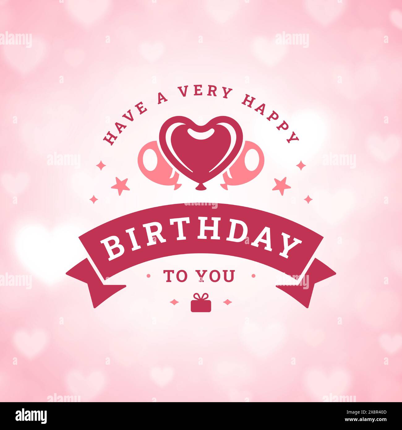 Happy birthday pink heart ribbon vintage ribbon greeting card ...