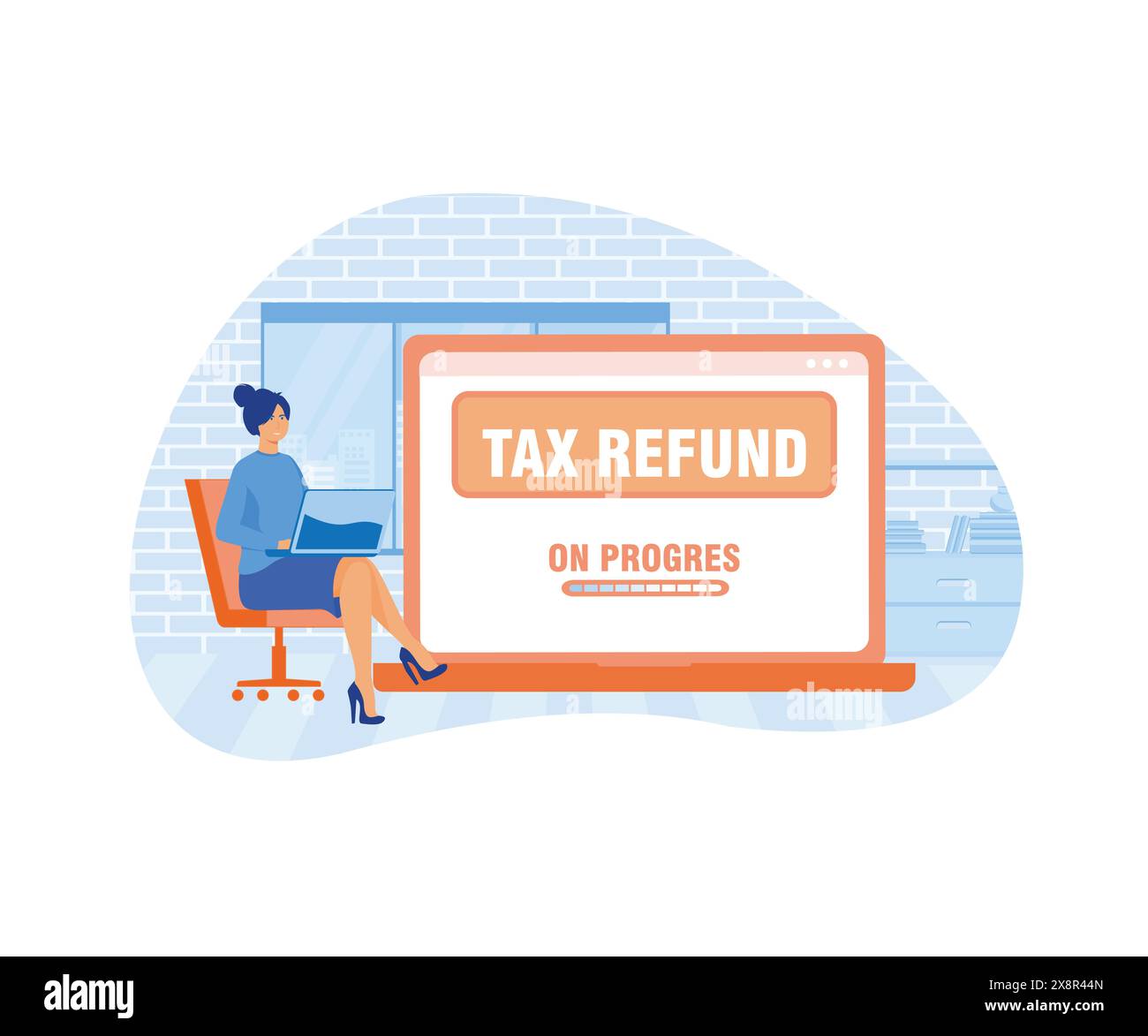 Tax Refund concept. Business people with online Tax Refund status on ...