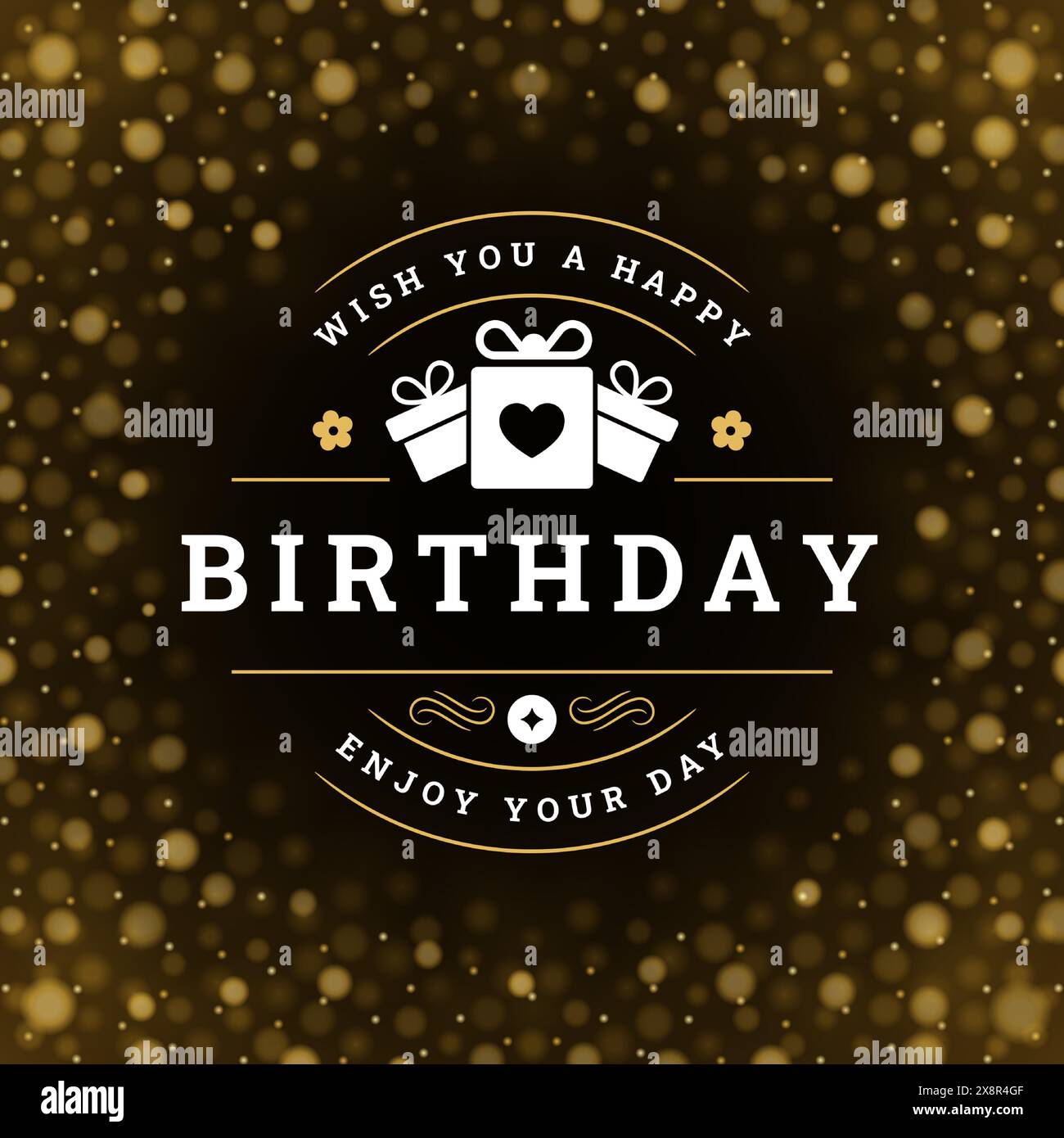 Happy birthday party holiday gift box vintage greeting social media ...