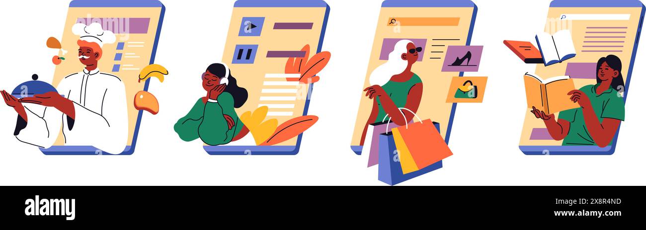 Modern Communication Technology Scene vector Stock Vector Image & Art ...