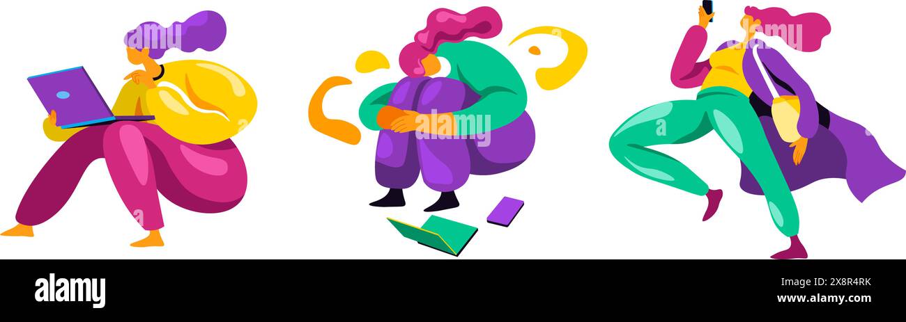 Colorful Figures In Dynamic Poses Vector Stock Vector Image And Art Alamy