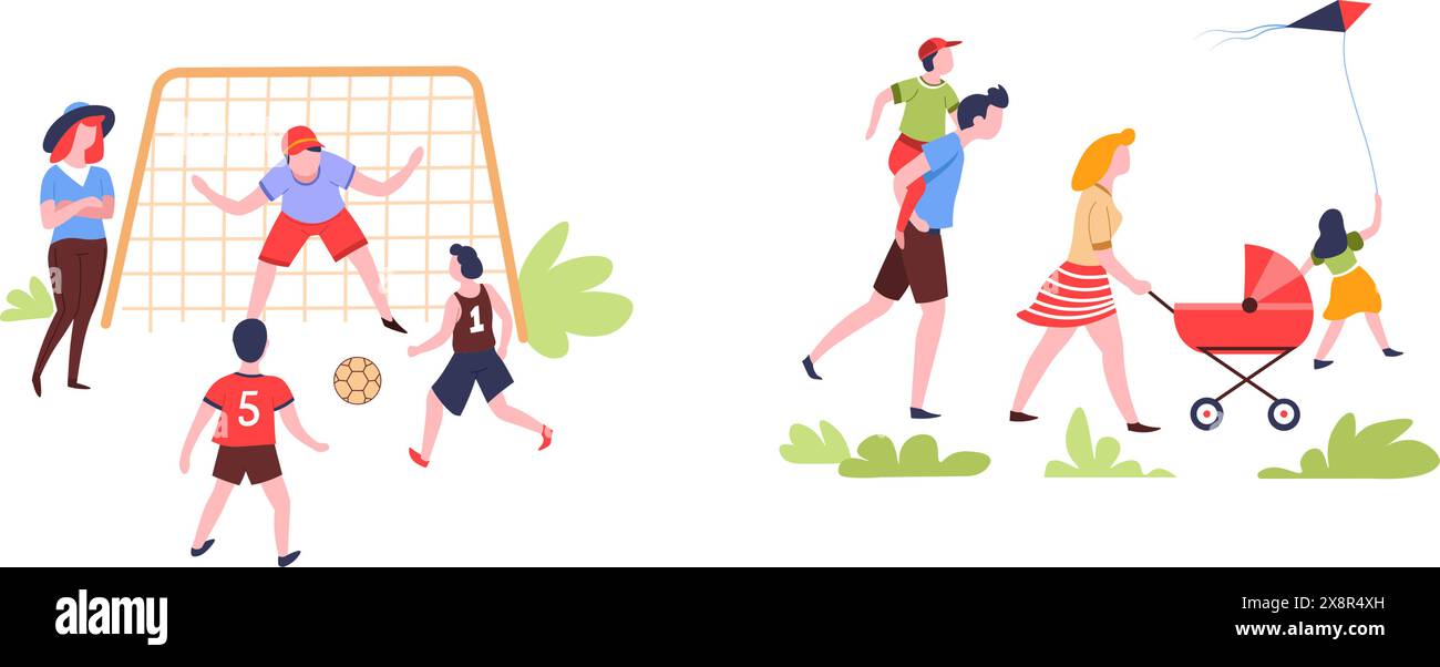 Family bonding outdoor fun Stock Vector Images - Alamy