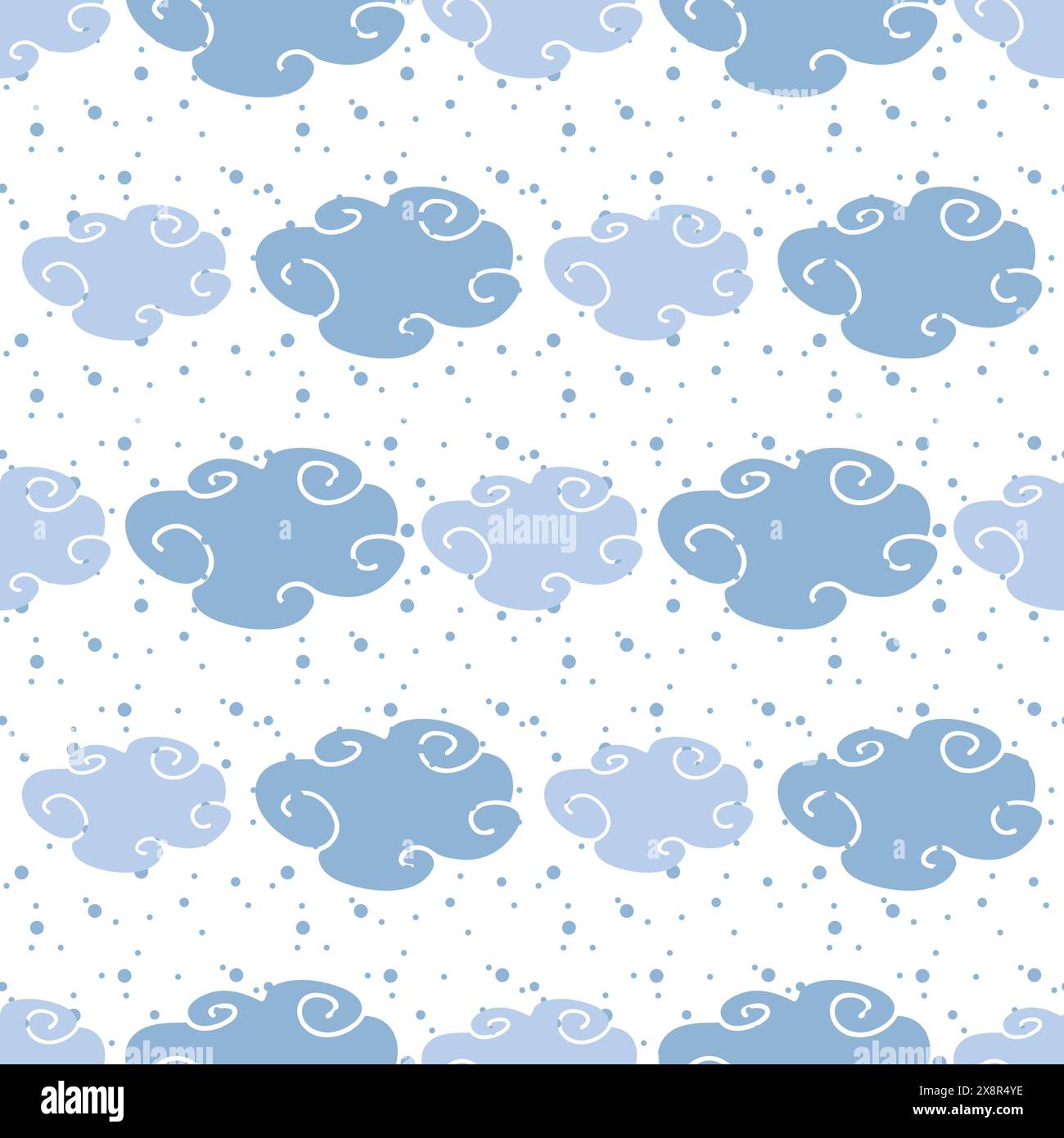 Blue clouds abstract seamless pattern on background with dots ...