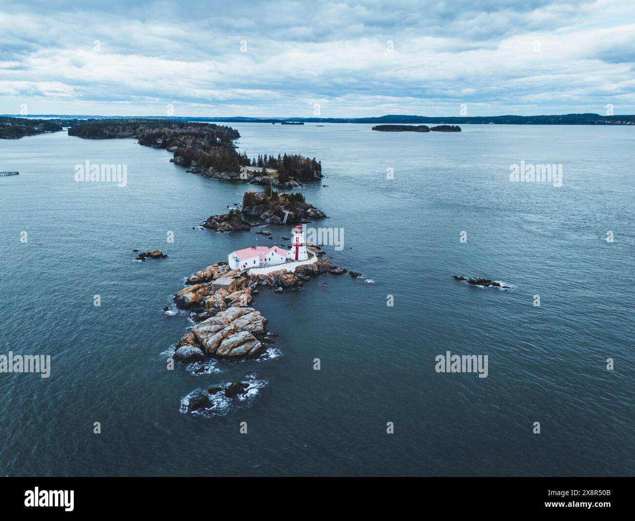 Aerial view, Head Harbor light station, Campobello Island, Canada Stock ...