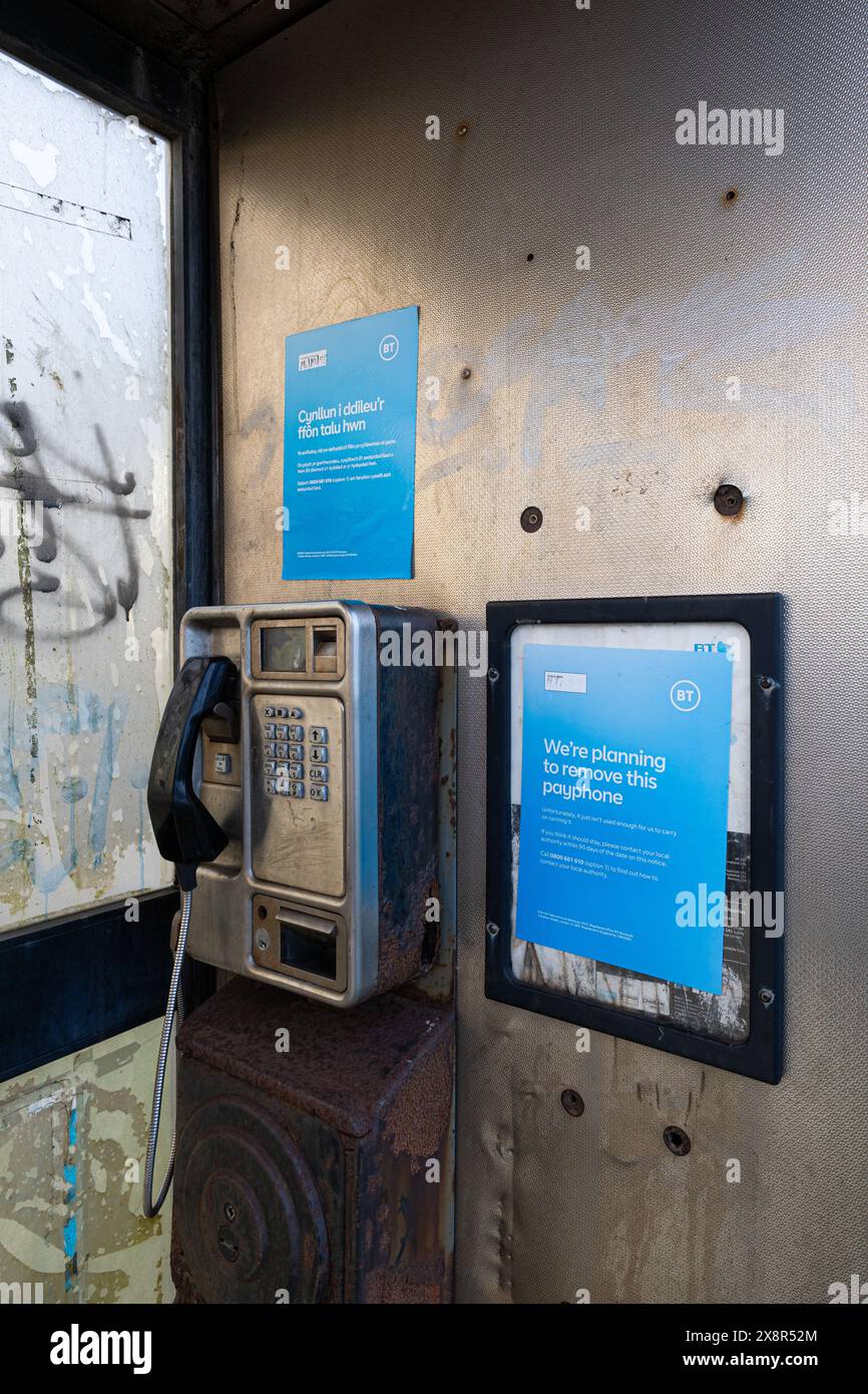 BT Phonebox, with poster advertising its imminent removal. Wales, UK ...