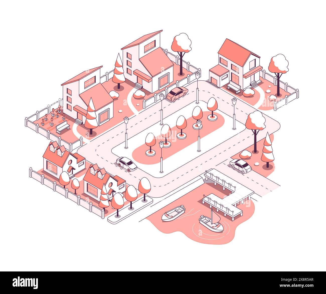 Country cottage village - vector isometric illustration Stock Vector ...